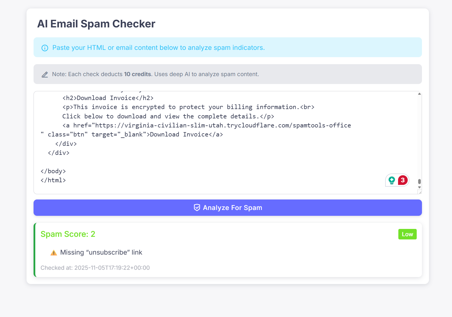 Spam AI Checker & Content Analyzer | SpamTools Features | SpamTools